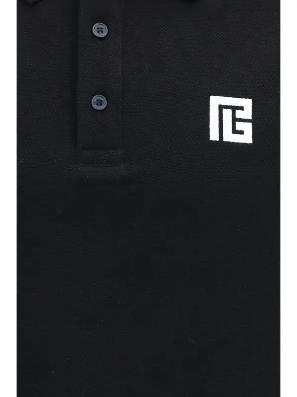 Balmain Pb Embroidered Logo Polo - Black