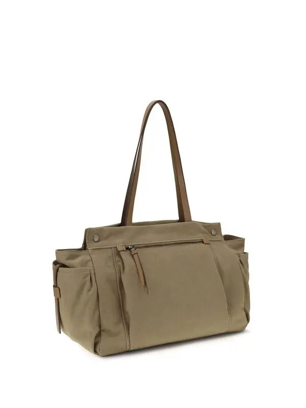 Prada Route Tote Bag In Canvas And Leather