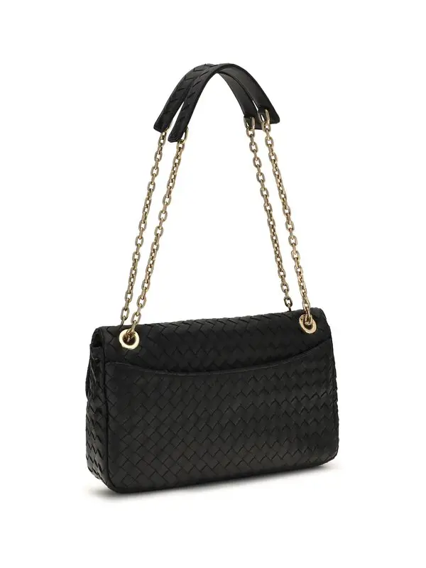 Bottega Veneta Intrecciato Woven Shoulder Bag - Black
