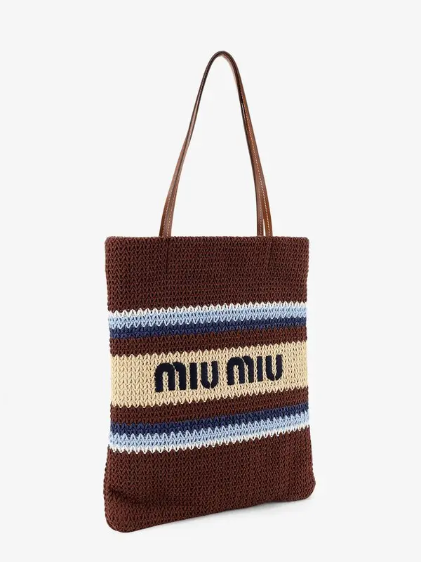 Miu Miu Knitted Shopping Bag With Embroidered Logo