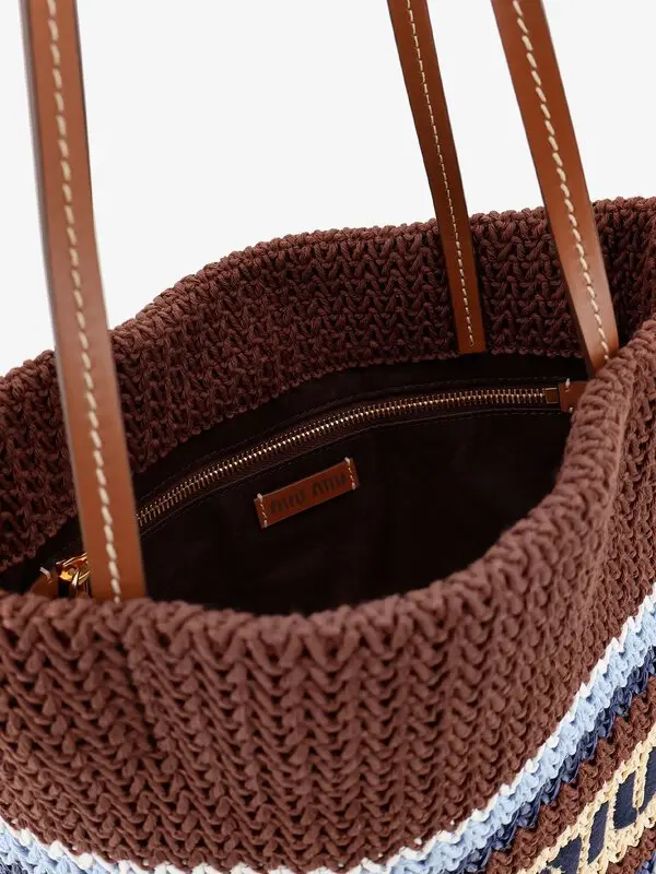 Miu Miu Knitted Shopping Bag With Embroidered Logo