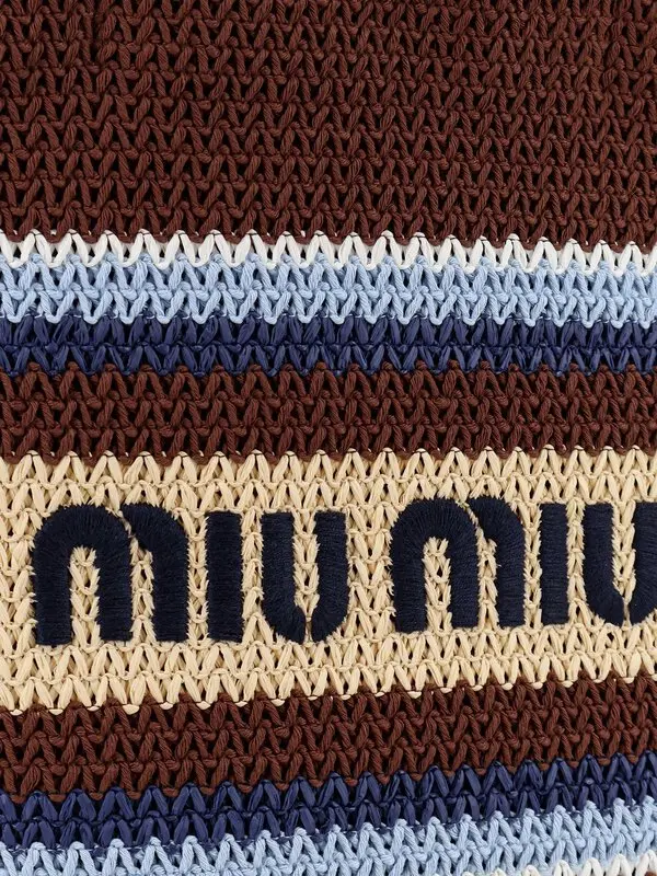 Miu Miu Knitted Shopping Bag With Embroidered Logo