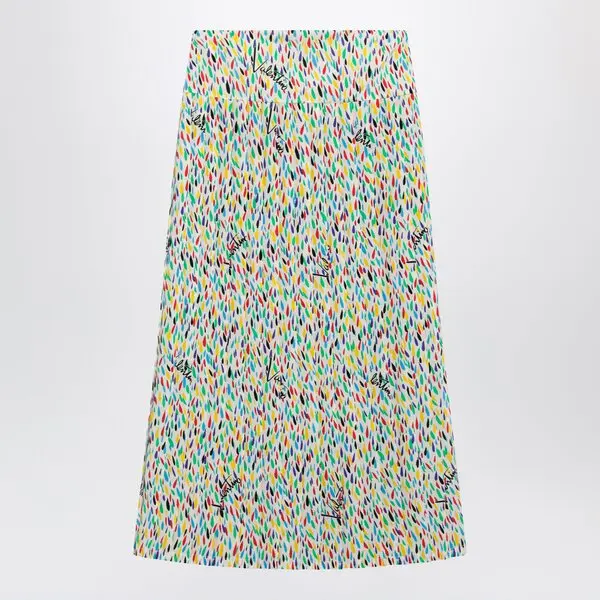 Valentino Garavani Pleated Midi Skirt With All-over Logo Print - Multicolor