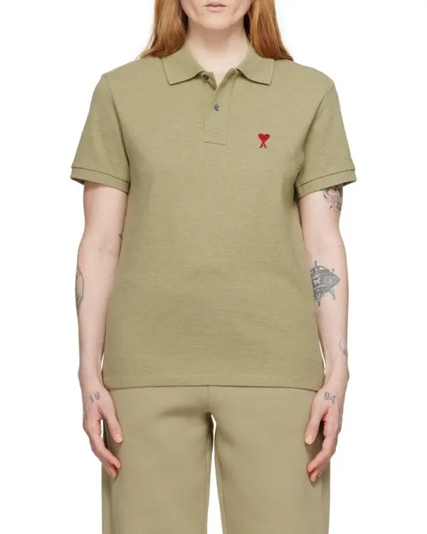 AMI Paris De Coeur Logo Embroidered Short-sleeved Polo Shirt