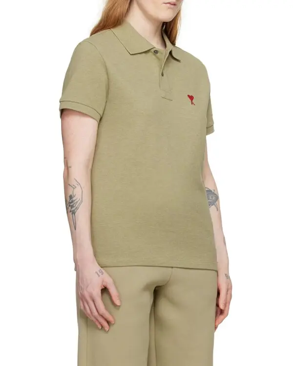AMI Paris De Coeur Logo Embroidered Short-sleeved Polo Shirt