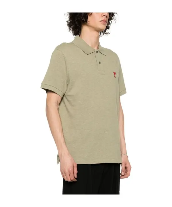 AMI Paris De Coeur Logo Embroidered Short-sleeved Polo Shirt