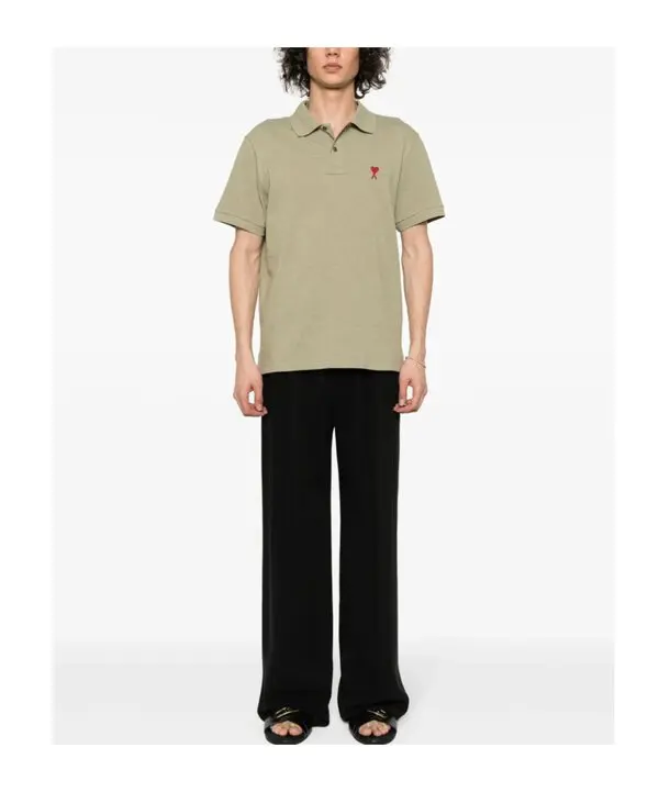 AMI Paris De Coeur Logo Embroidered Short-sleeved Polo Shirt