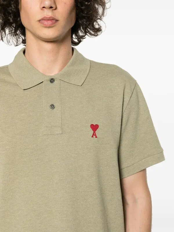 AMI Paris De Coeur Logo Embroidered Short-sleeved Polo Shirt