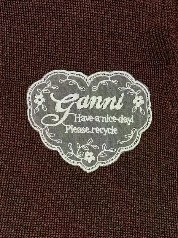 GANNI Logo-patch Crochet-trim Sweater