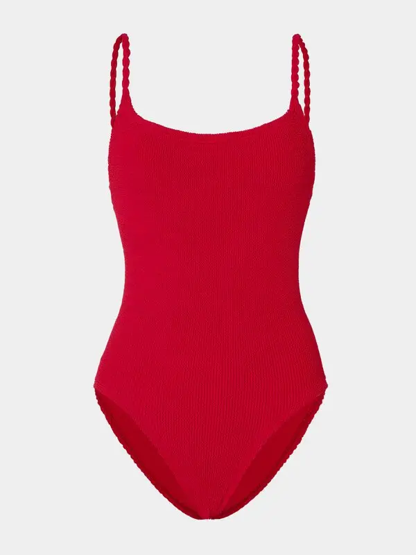 Hunza G Camille Crinkle One Piece Swimsuit - Red