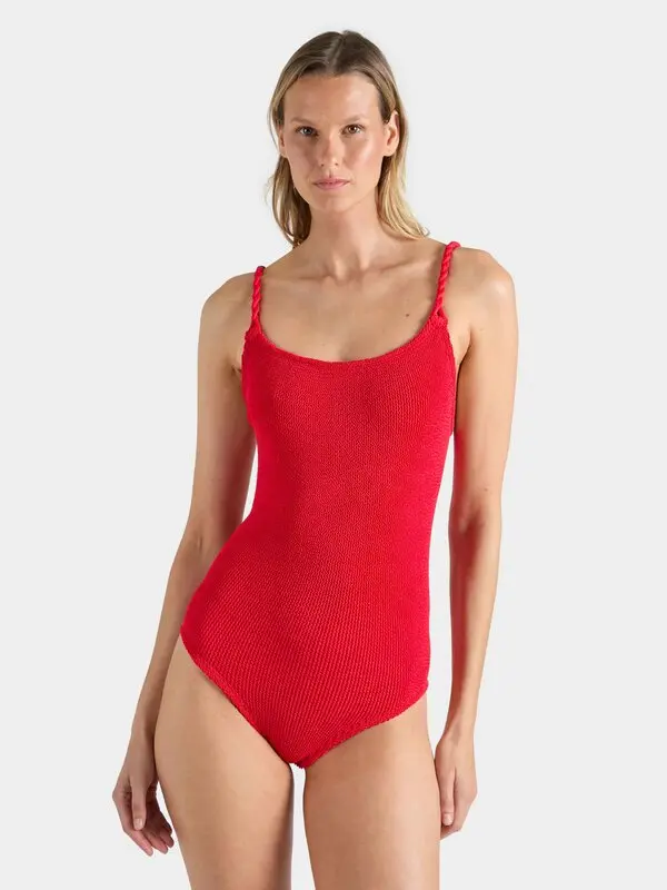 Hunza G Camille Crinkle One Piece Swimsuit - Red
