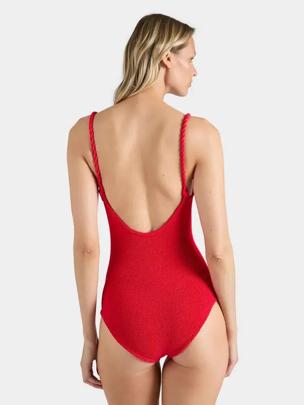 Hunza G Camille Crinkle One Piece Swimsuit - Red