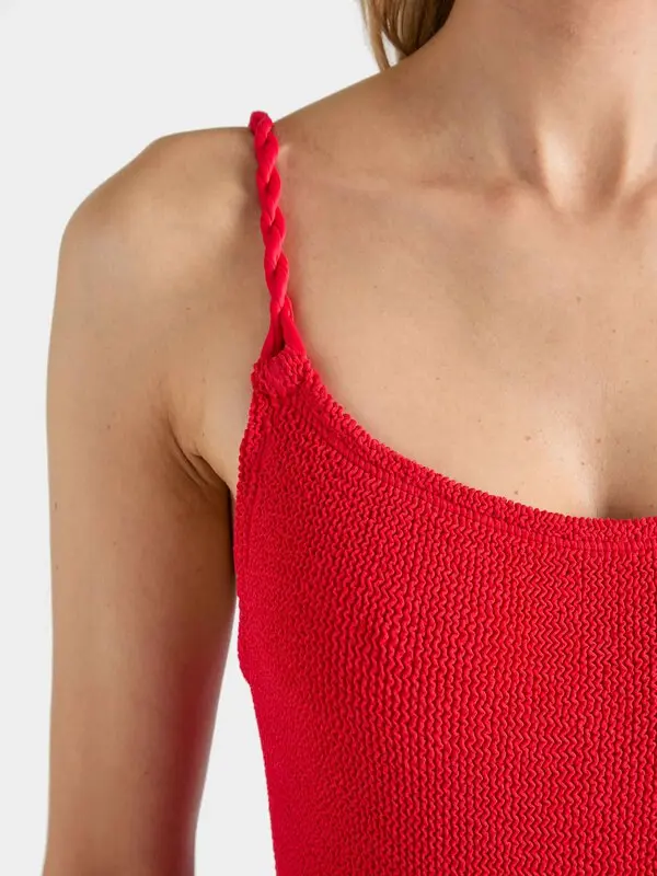 Hunza G Camille Crinkle One Piece Swimsuit - Red