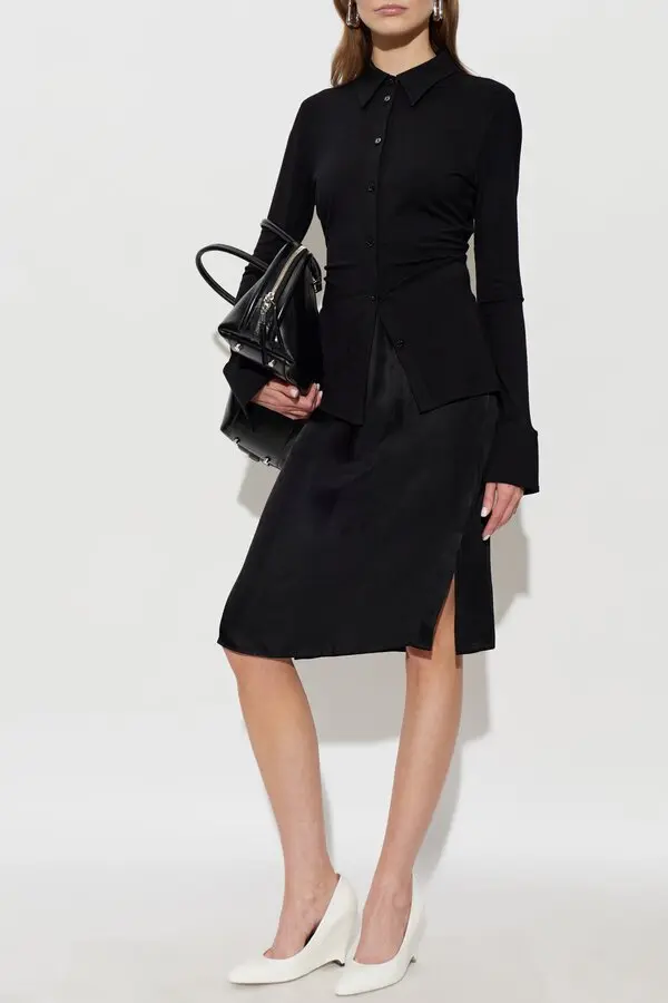 MAISON MARGIELA Straight Midi Skirt With Embroidered Logo