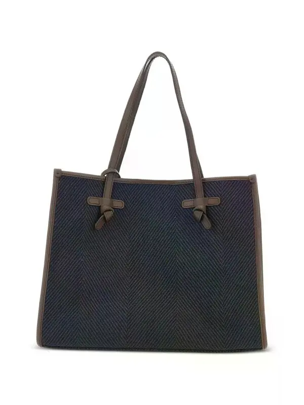 MARCELLA CLUB Large Herringbone Tote Bag - Blue
