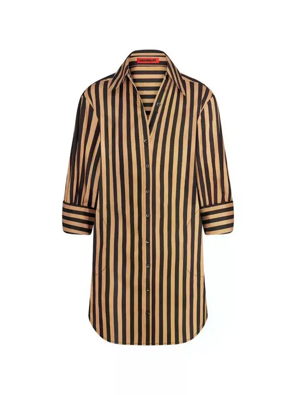 SIMONMILLER Kena Striped Mini Shirt Dress - Black