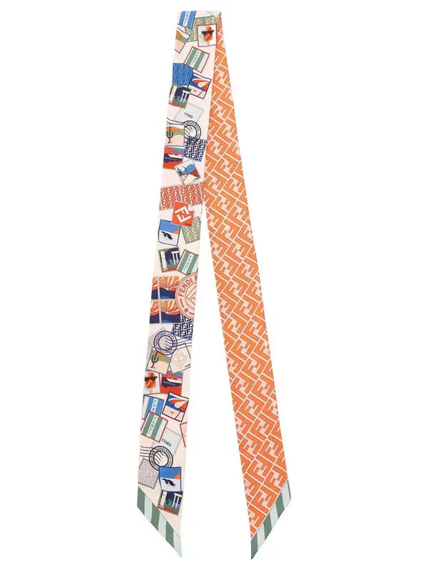 Fendi Bandeau In Seta Stampata - Multicolor