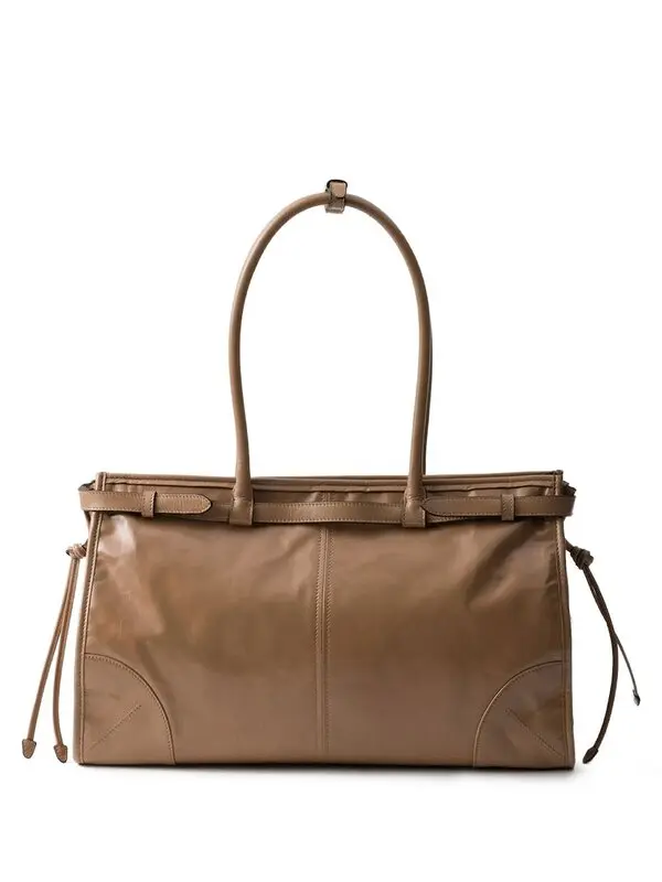 Prada Large Leather Handbag - Brown