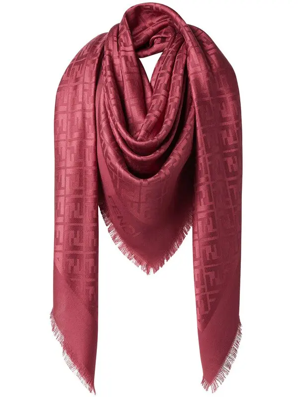 Fendi Ff Silk And Wool Shawl - Red