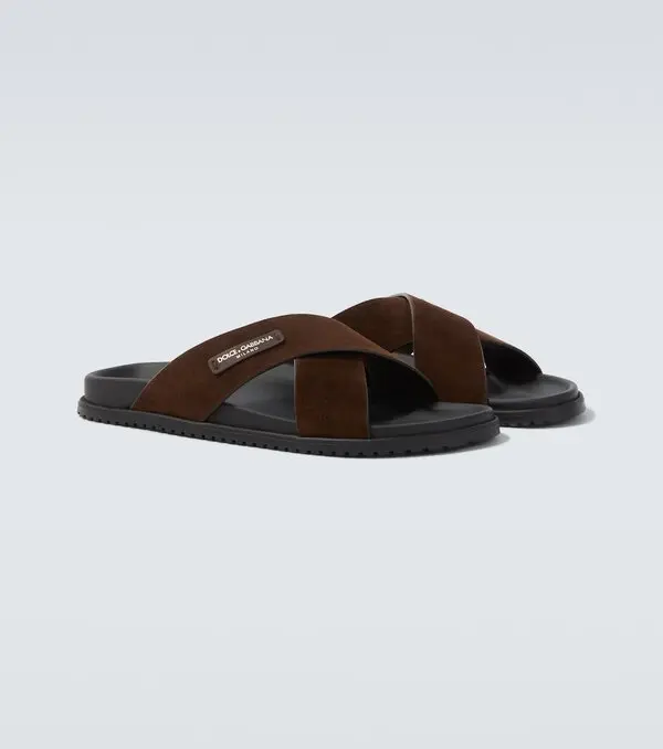 Dolce & Gabbana Suede Slides - Brown