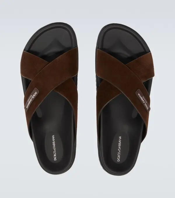 Dolce & Gabbana Suede Open Toe Slides
