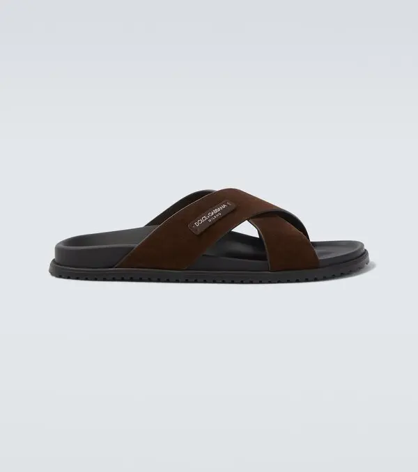Dolce & Gabbana Suede Open Toe Slides