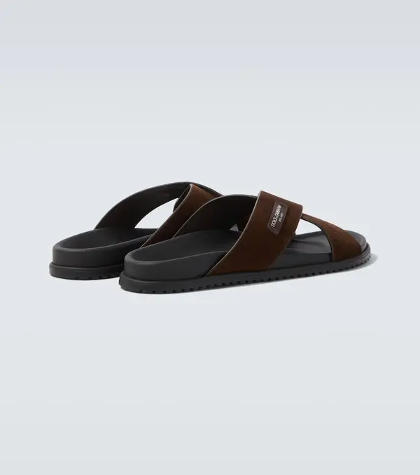 Dolce & Gabbana Suede Open Toe Slides
