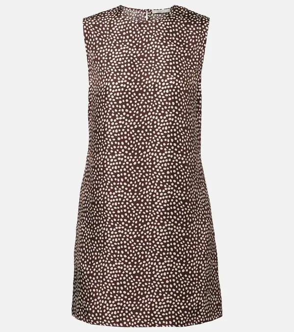 Asceno Sintra Polka-dot Silk Twill Minidress - Brown
