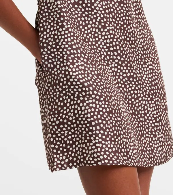 Asceno Sintra Polka-dot Silk Twill Minidress - Brown