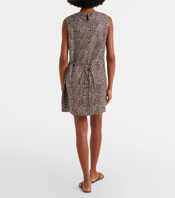 Asceno Sintra Polka-dot Silk Twill Minidress - Brown
