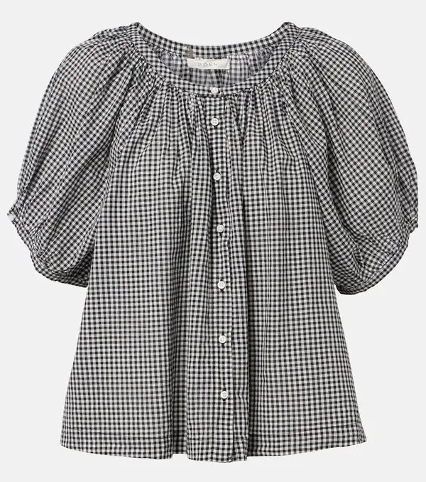 DÔEN June Gingham Cotton-blend Top - Black