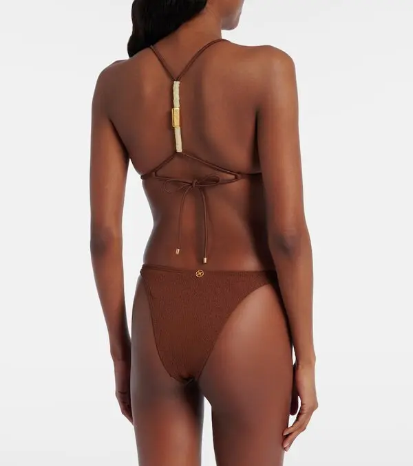 VIX PAULA HERMANNY Harper Beaded Triangle Bikini Top - Brown