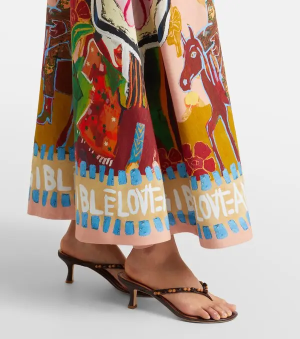 ALEMAIS X Mlak Printed Linen-blend Midi Dress - Multicoloured