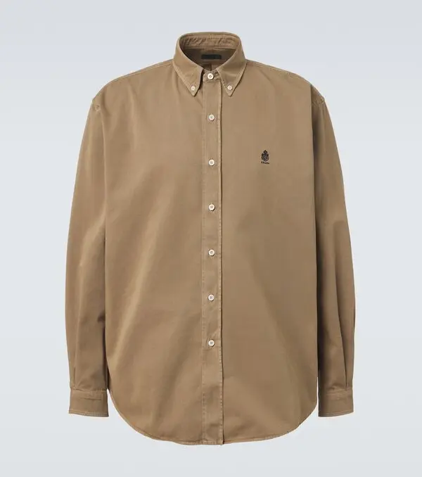 Prada Embroidered Cotton Shirt - Brown