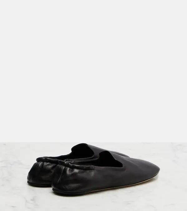 THE ROW Casa Leather Slippers - Brown