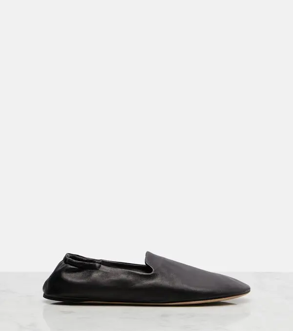 THE ROW Casa Leather Slippers - Brown