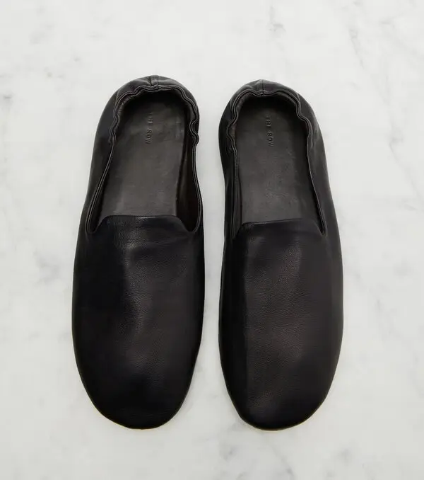 THE ROW Casa Leather Slippers - Brown