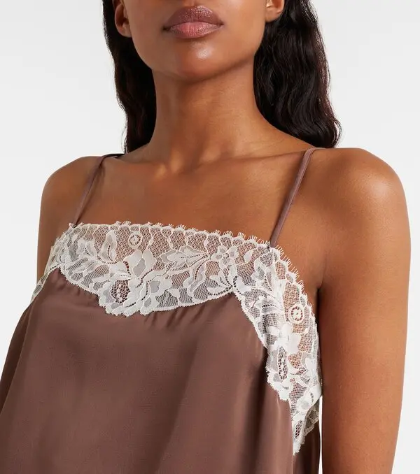 Faithfull The Brand Lace-trimmed Satin Top