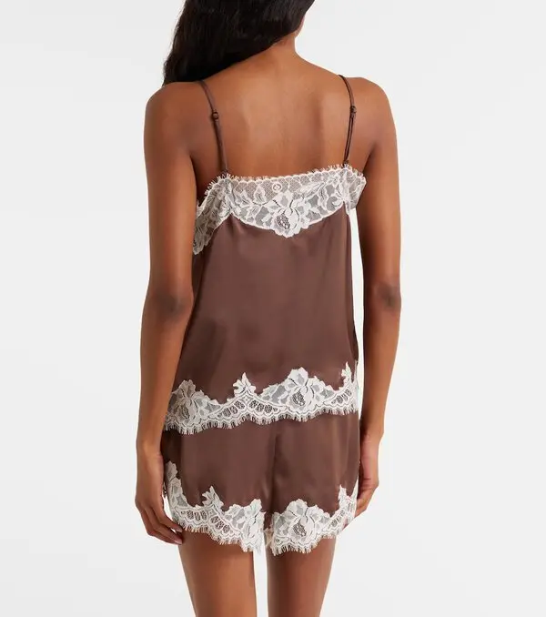Faithfull The Brand Lace-trimmed Satin Top