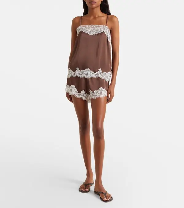 Faithfull The Brand Lace-trimmed Satin Top