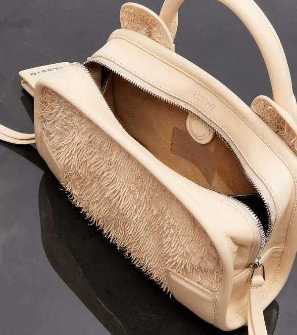 Loewe Amazona 180 Lion Fringed Cut Mini Tote Bag - Beige 