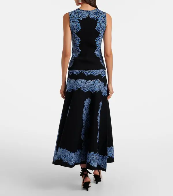 Ulla Johnson Alessia Knitted Jacquard Midi Skirt - Black
