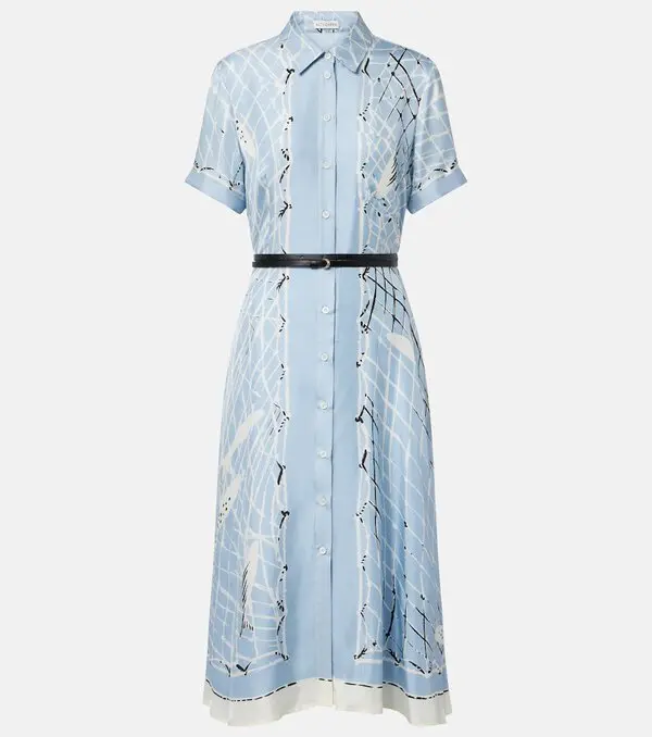Altuzarra Kiera Printed Silk Shirt Dress - Blue