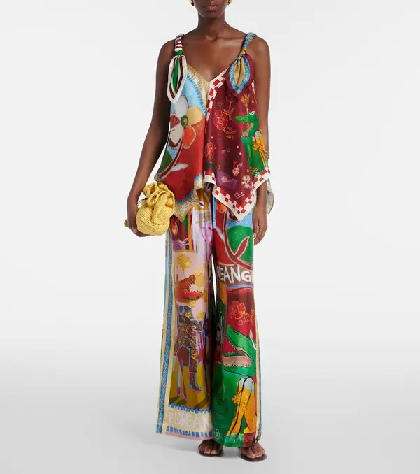 ALEMAIS X Mlak Printed Silk Twill Top - Multicoloured