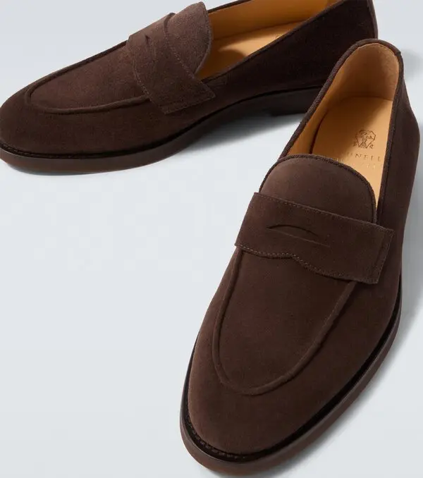 Brunello Cucinelli Suede Penny Loafers