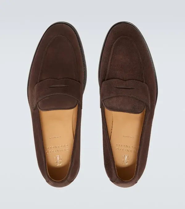 Brunello Cucinelli Suede Penny Loafers