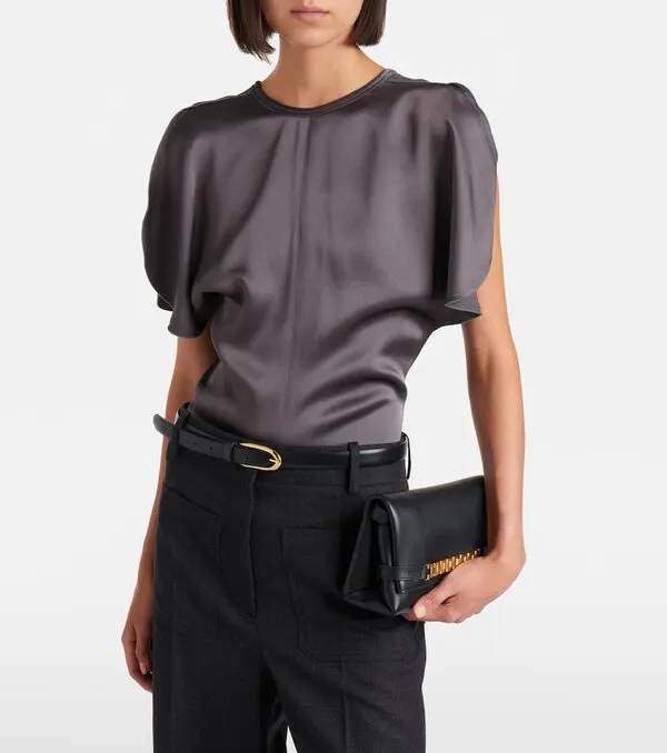 Victoria Beckham Bela Crepe Satin Top - Grey