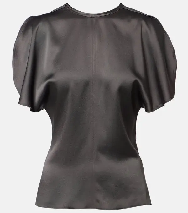 Victoria Beckham Bela Crepe Satin Top - Grey