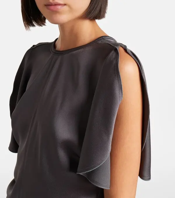 Victoria Beckham Bela Crepe Satin Top - Grey