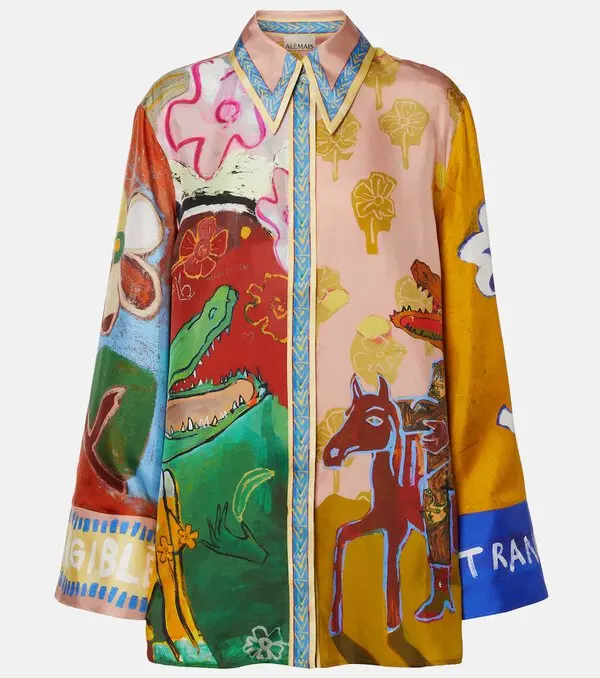 ALEMAIS X Mlak Printed Silk Twill Shirt - Multicoloured